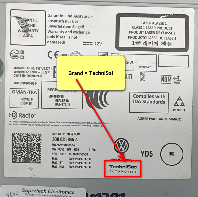 Volkswagen MIB2 TechniSat Repair (#3740) - Supertech Electronics